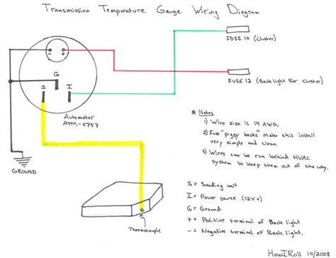 Autometer Trans Temp Gauge Wiring
