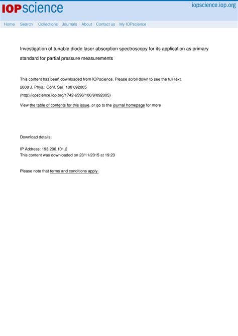 Pdf Investigation Of Tunable Diode Laser Absorption Spectroscopy For