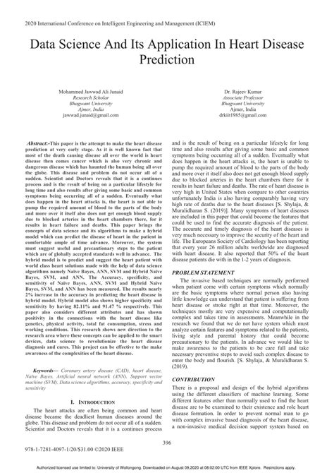 Pdf Data Science And Its Application In Heart Disease Prediction