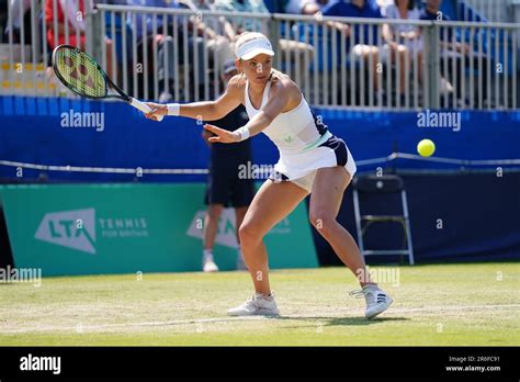 Great Britains Katie Swan In Action Against Germanys Tatjana Maria