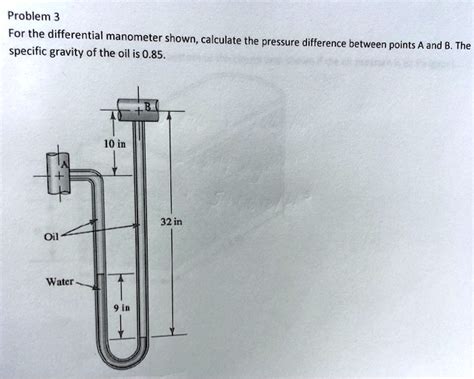 Solved Problem 3 For The Differential Manometer Shown Calculate The Pressure Difference