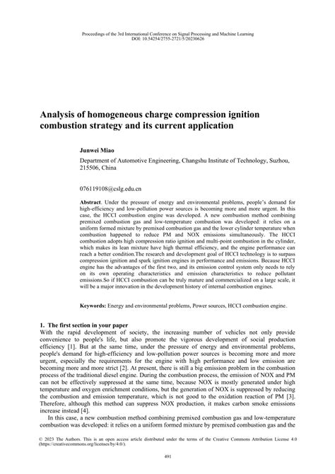 Pdf Analysis Of Homogeneous Charge Compression Ignition Combustion Strategy And Its Current