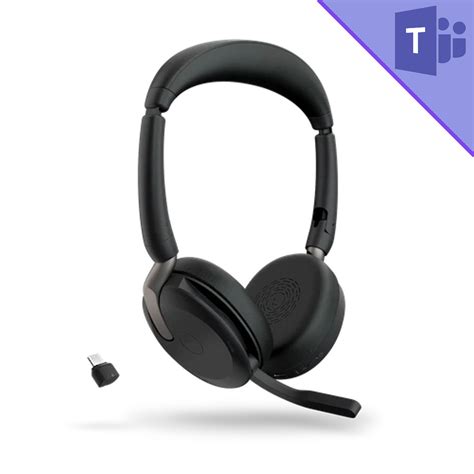 Jabra Evolve2 65 Flex Stereo Bluetooth Foldable Headset With Link 380C USB C Adapter MS Teams