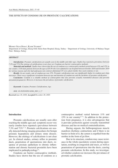 Pdf The Effects Of Condom Use On Prostatic Calcifications