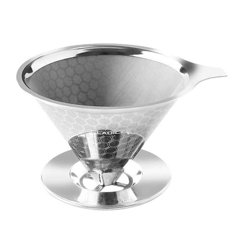 푸어 오버 커피 드리퍼 슬로우 드립 파인 메시 이중 레이어 커피 메이커 스테인리스 스틸 커피 필터 재사용 티몬