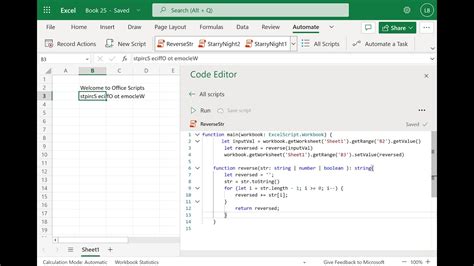 reverse any string an office scripts demo youtube