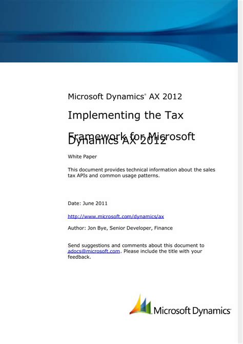 PDF Implementing The Tax Framework For Microsoft Dynamics AX DOKUMEN TIPS