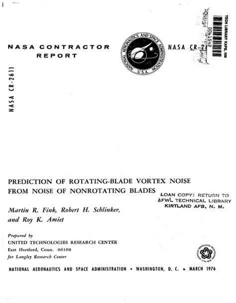 Pdf Prediction Of Rotating Blade Vortex Noise From Noise Of Nonrotating Blades