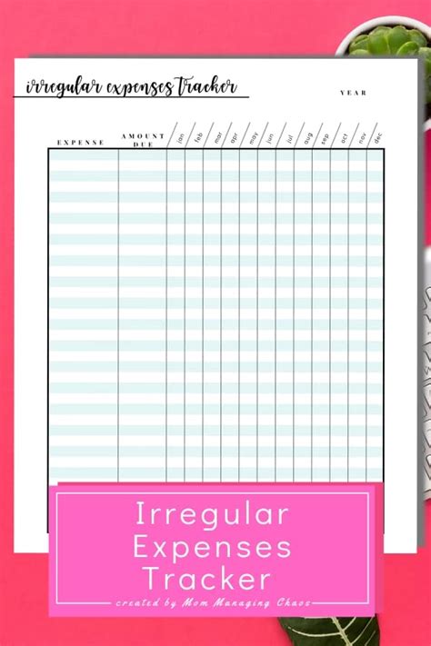Expense Tracker Checklist Yearly Printable Chartsfity