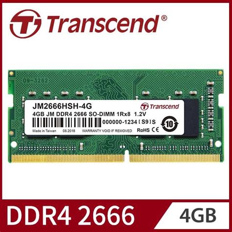 Transcend 創見 4gb Jetram Ddr4 2666 筆記型記憶體 Jm2666hsh 4g Pchome 24h購物