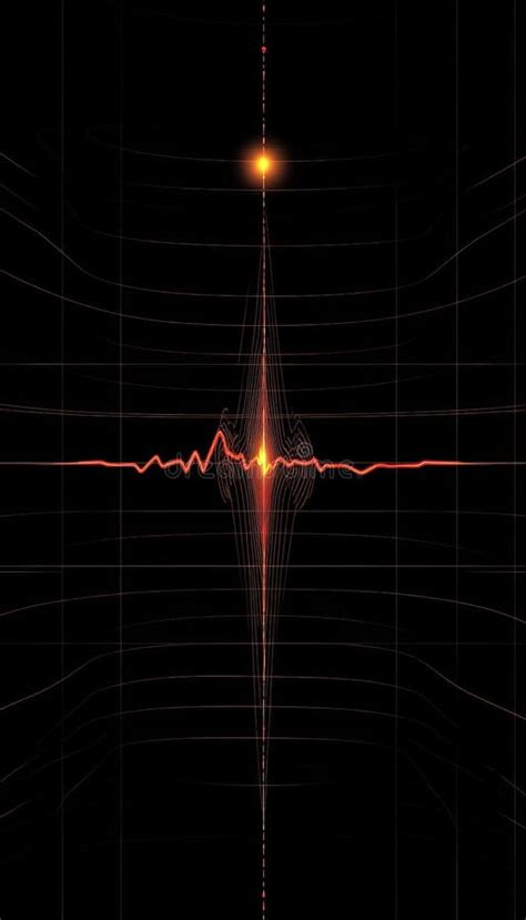 Vibrant Heart Rhythm On Digital Grid Red Line With Luminous Yellow Orb