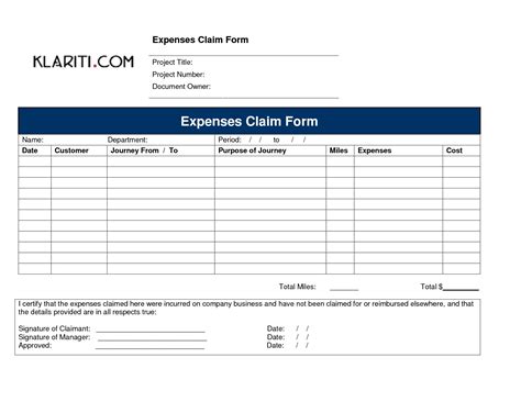 Expenses Claim Form Template Excel
