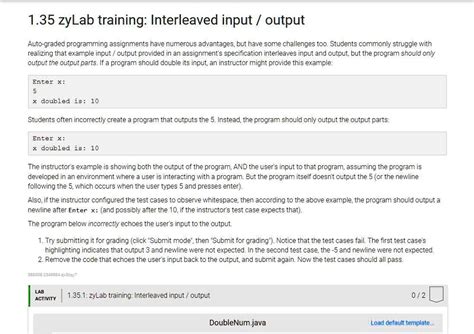 135 Zylab Training Interleaved Input Output Auto Graded Programming