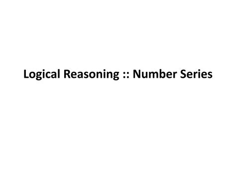 Logical Reasoning Number Series Pptx