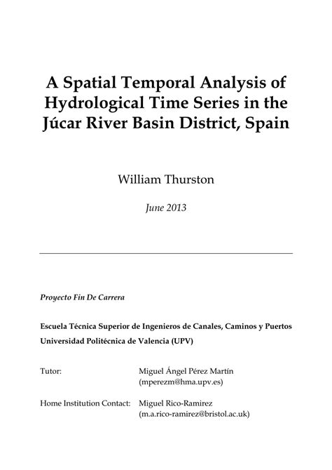 Pdf A Spatial Temporal Analysis Of Hydrological Time Series In The Júcar River Basin District