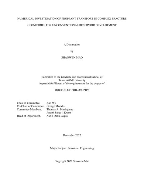 Pdf Numerical Investigation Of Proppant Transport In Complex Fracture Geometries For