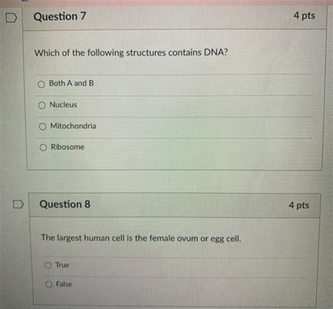 solved question 7 4 pts which of the following structures