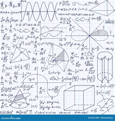 Math Education Vector Seamless Pattern With Handwritten Formulas Tasks