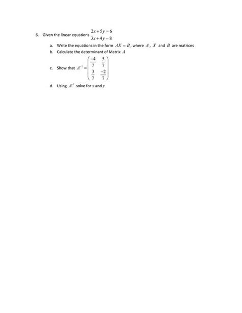 Matrices And Simultaneous Equations Csec Math Tutor