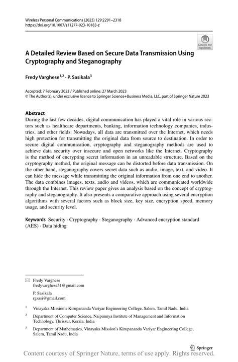 A Detailed Review Based On Secure Data Transmission Using Cryptography And Steganography