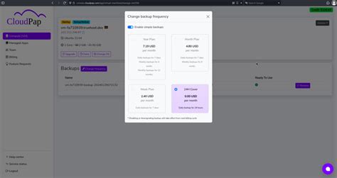 How To Manage Backups In Cloudpap Cloudpap Simple Cloud For Developers