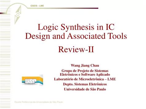 Ppt Logic Synthesis In Ic Design And Associated Tools Review Ii
