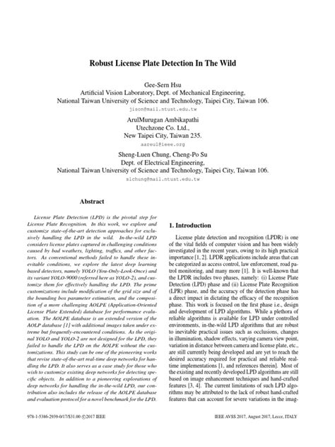 Robust License Plate Detection In The Wild Jison Mail Tw Pdf Deep Learning