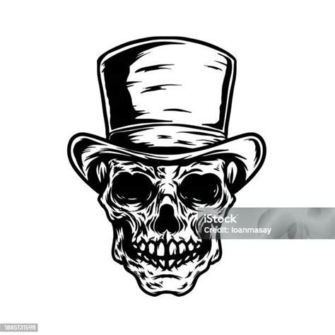 신사 모자에 두개골의 그림 라벨 기호 엠블럼 배지에 대한 디자인 요소 벡터 일러스트 레이 션 신사 두개골 0명에 대한 스톡 벡터