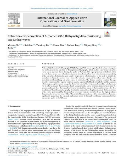 Pdf Refraction Error Correction Of Airborne Lidar Bathymetry Data Considering Sea Surface Waves