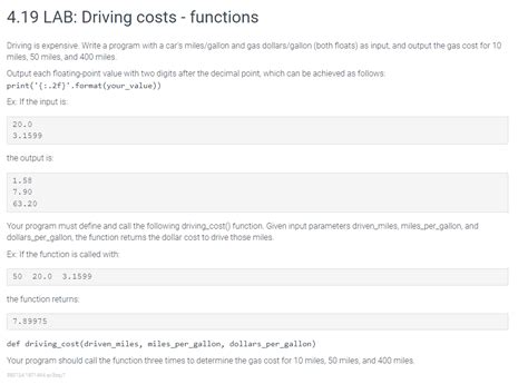 Solved In Python Please Driving Is Expensive Write A