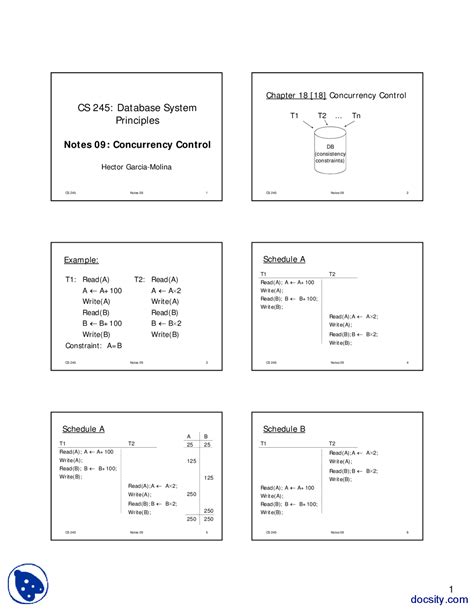 Concurrency Control Principles Of Database Management Lecture Slides Docsity