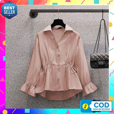 Jual Kemeja Cewek Kekinian 100 Bahan Original Adem Kemeja Kuliah Kerja Ove Estilo Hem Mila Tail