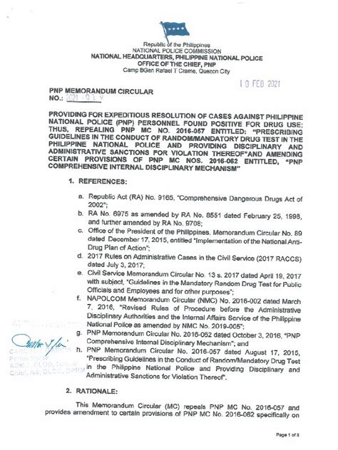 Pnp Memorandum Circular No 2021 019 Pdf
