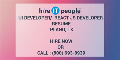 Ui Developer React Js Developer Resume Plano Tx Hire It People We