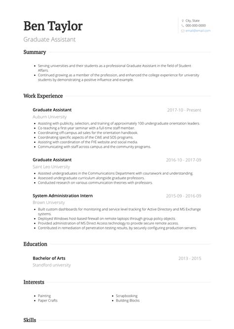 Graduate Resume Samples And Templates VisualCV