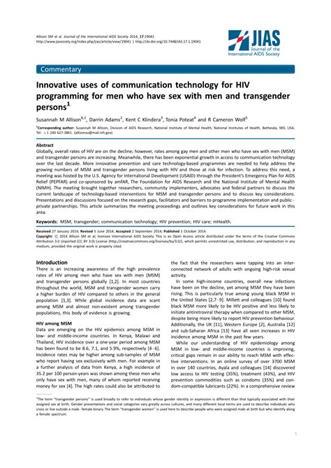 Pdf Innovative Uses Of Communication Technology For Hiv Programming