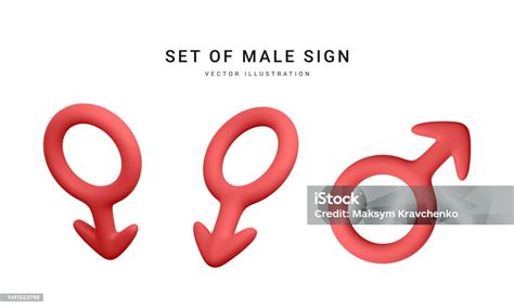 흰색 배경에 격리된 3d 현실적인 남성 기호 집합입니다 렌더링 성별 아이콘입니다 벡터 그림 0명에 대한 스톡 벡터 아트 및 기타