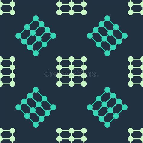Green And Beige Neural Network Icon Isolated Seamless Pattern On Blue Background Artificial