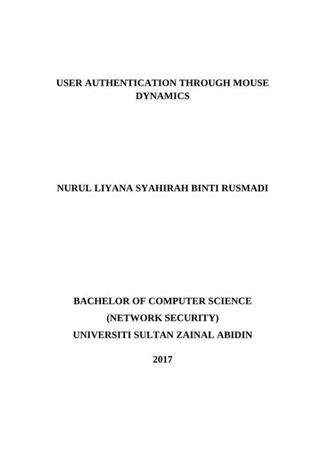 Pdf User Authentication Through Mouse Suhailanfypreport038109pdf