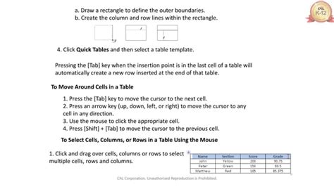 MS Word Tables PPTX Desktop Publishing Computer Software And Applications