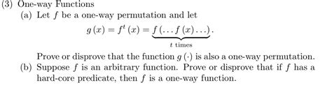 solved 3 one way functions a let f be a one way