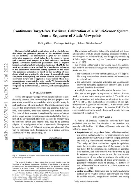Continuous Target Free Extrinsic Calibration Of A Multi Sensor System From A Sequence Of Static