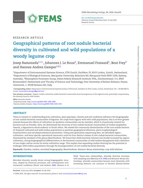 PDF Geographical Patterns Of Root Nodule Bacterial Diversity In Cultivated And Wild