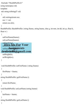 HealthProfile H Include Stringusing Namespace Std Class Pdf