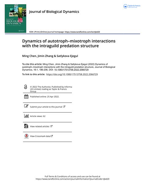 Pdf Dynamics Of Autotroph Mixotroph Interactions With The Intraguild Predation Structure
