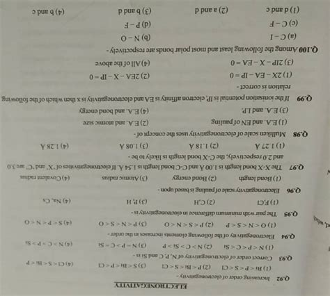 Q 96 Electronegativity Scale Of Pauling Is Based Upon Filo