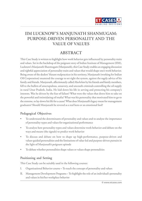 Iim Lucknows Manjunath Shanmugam Purpose Driven Personality And The