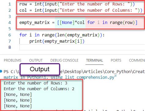 Как создать пустую матрицу в Python 3 способа