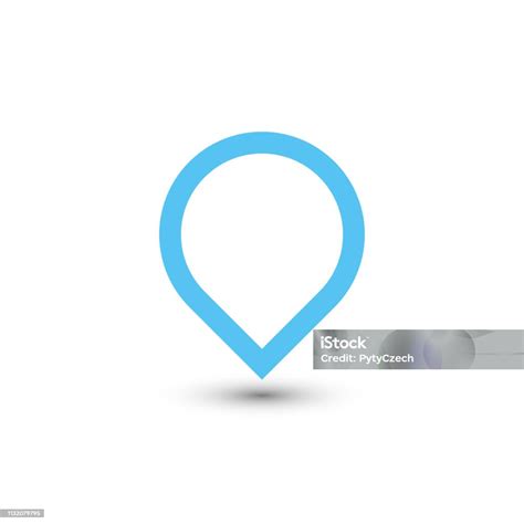 흰색 바탕에 그림자가 있는 파란색 지도 포인터 Eps10 벡터 일러스트 현위치에 대한 스톡 벡터 아트 및 기타 이미지 현위치