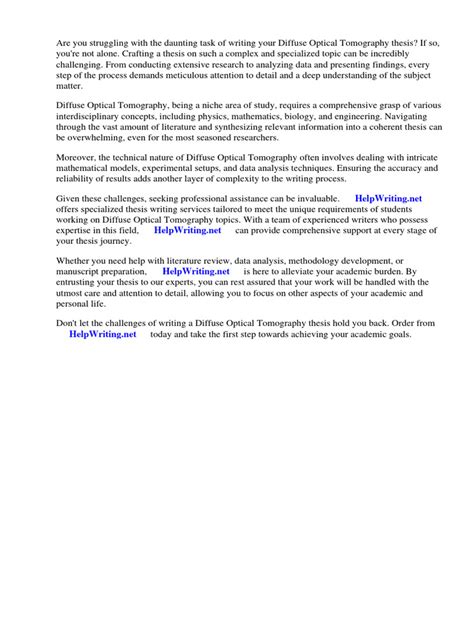 Diffuse Optical Tomography Thesis Pdf Medical Imaging Optics